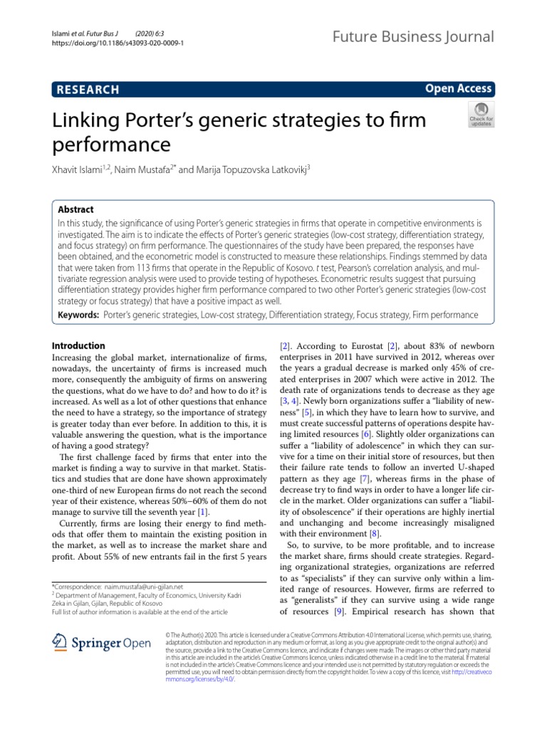 Porter's Generic Strategies | Download Free PDF | Strategic Management ...
