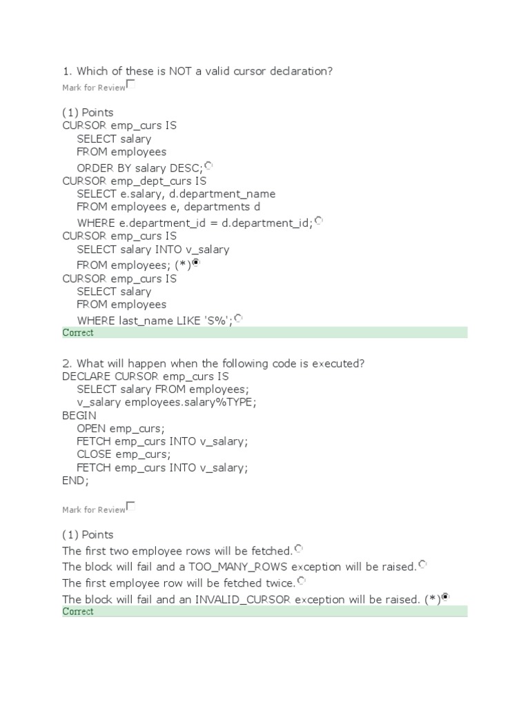 Quiz 5 | PDF | Pl/Sql | Control Flow