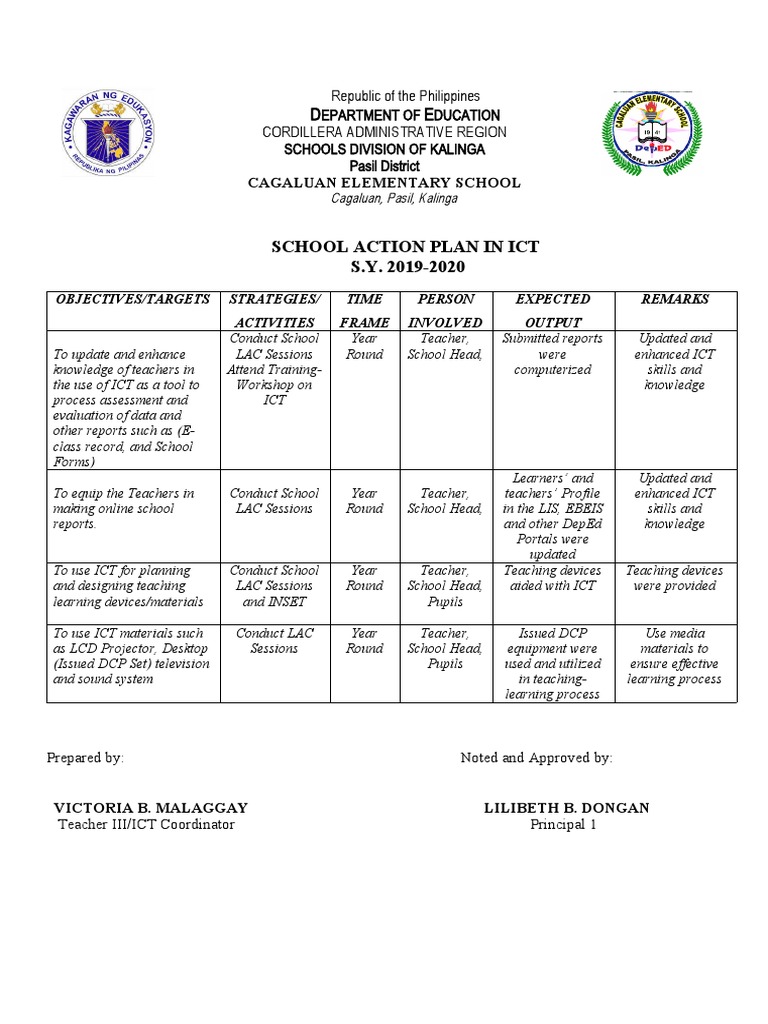 School Action Plan in Ict S.Y. 2019-2020 | PDF | Educational Technology ...