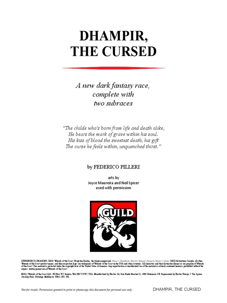 Dhampirs The Half Vampire Race | PDF | Wizards Of The Coast | Vampires