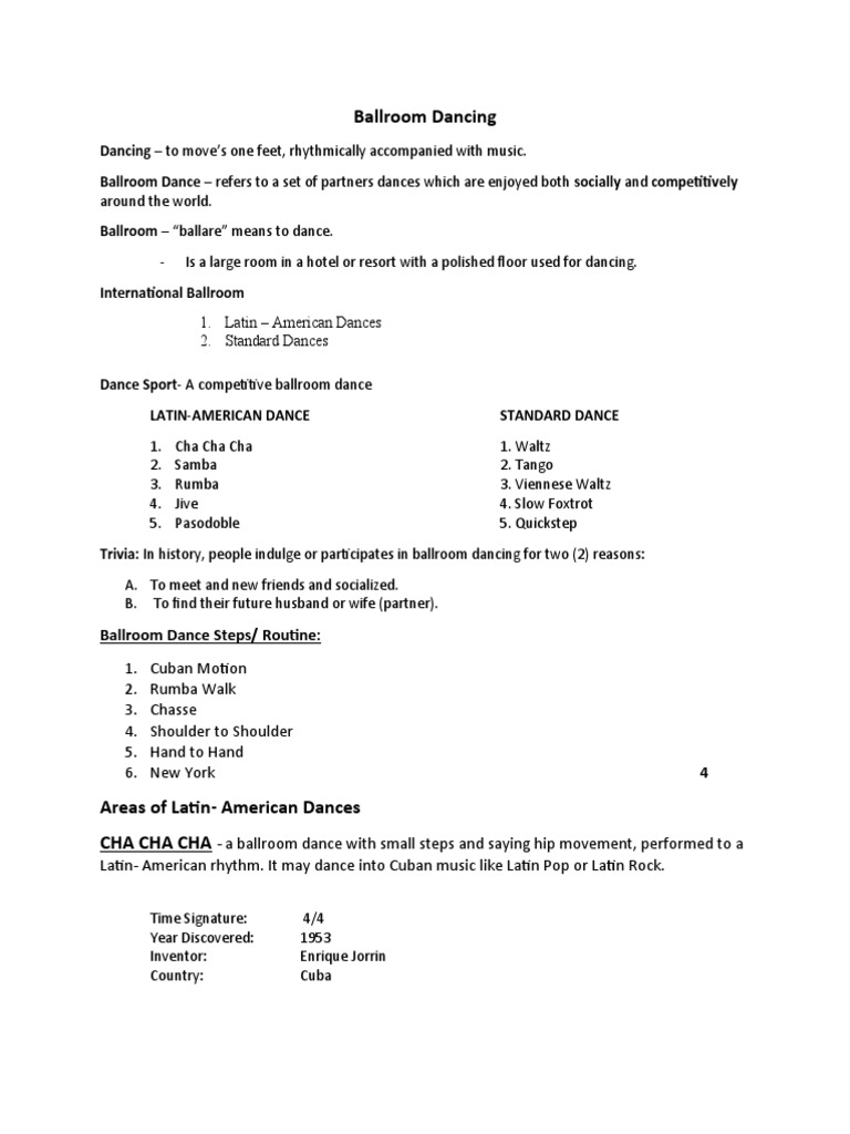 Ballroom Dancing: Ballroom Dance Steps/ Routine | Download Free PDF ...