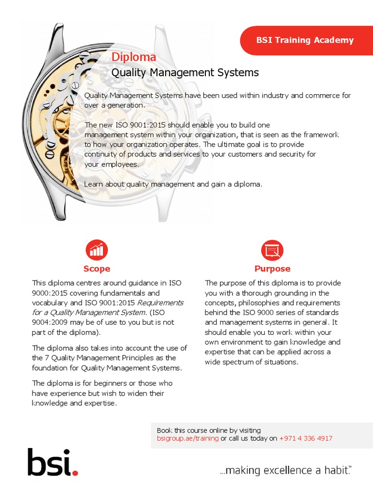 BSI Diploma in Quality Management | PDF | Quality Management | Iso 9000