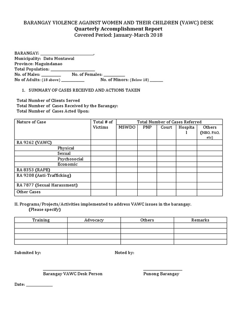 Vawc Quarterly Report | PDF