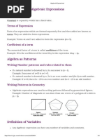 Algebraic Expressions Basics | PDF | Numbers | Abstract Algebra