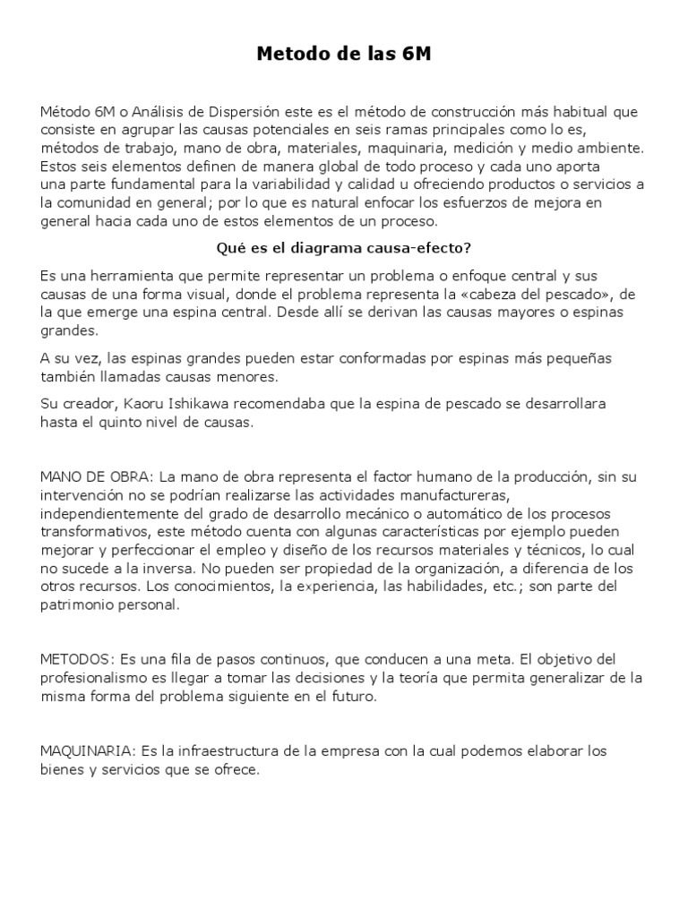 Método 6M: Análisis de Causas y Efectos | PDF | Marketing | Business