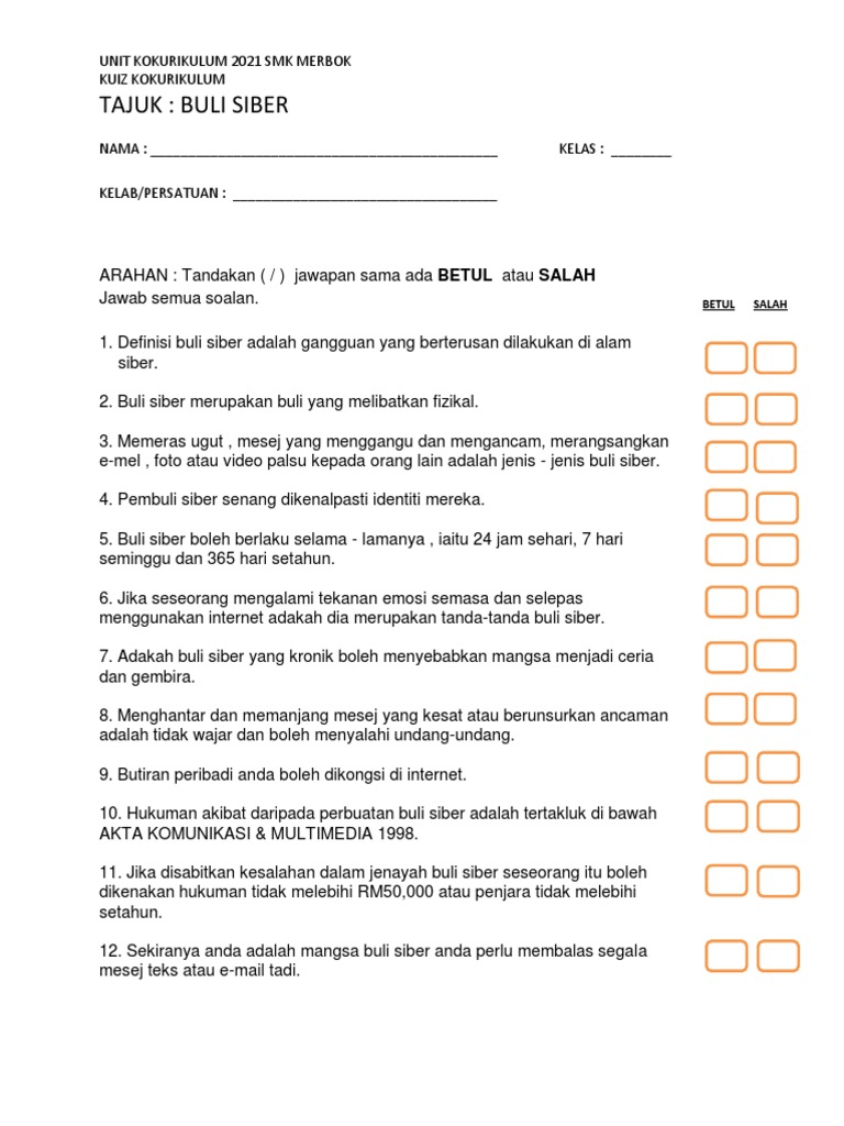 Kuiz Buli Siber | PDF