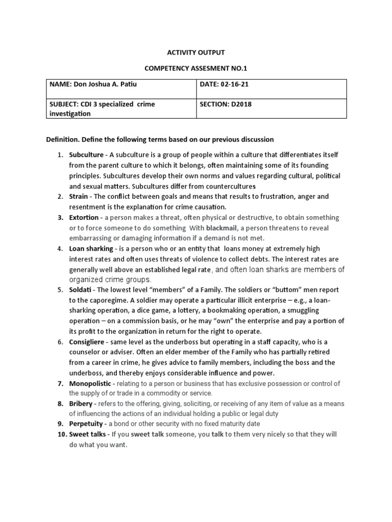 Cdi 3 Pre Test | PDF | Organized Crime | Political Corruption