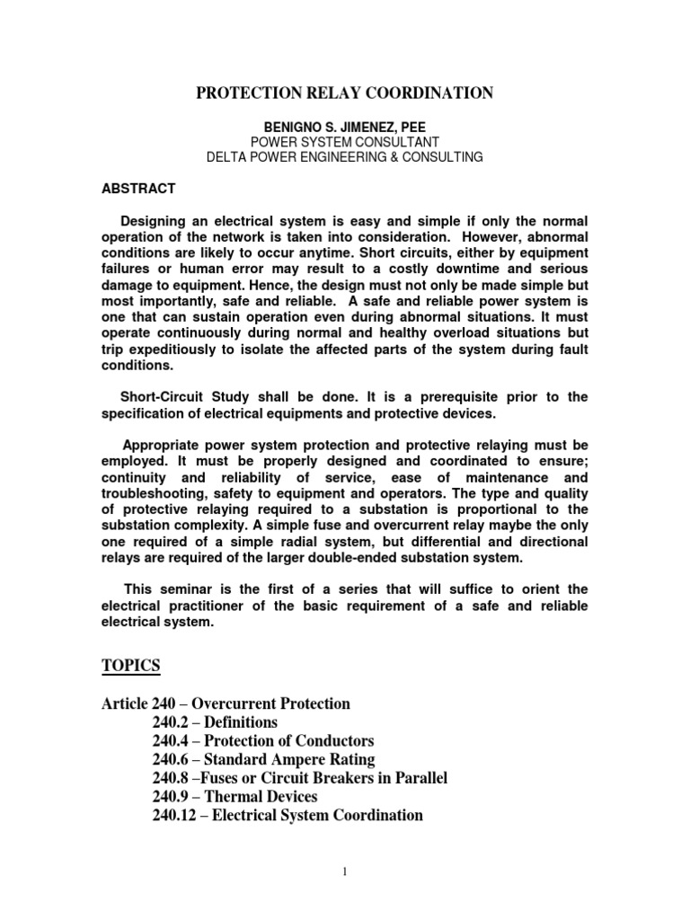 Protection Relay Coordination | PDF | Technology & Engineering
