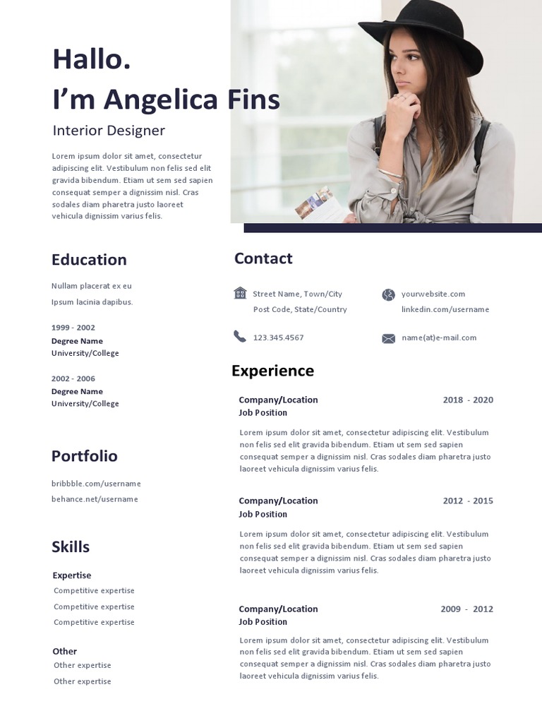 Angelica Resume - CV Template A4 | PDF