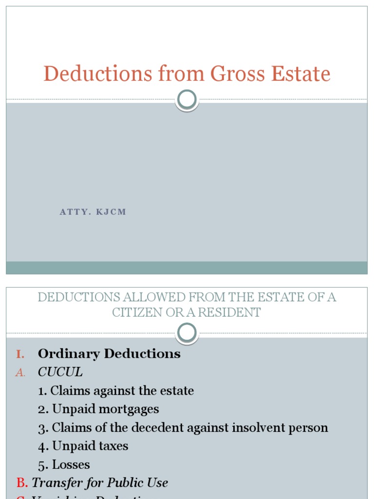 Module 1 - Deductions From Gross Estate | PDF | Tax Deduction | Estate ...