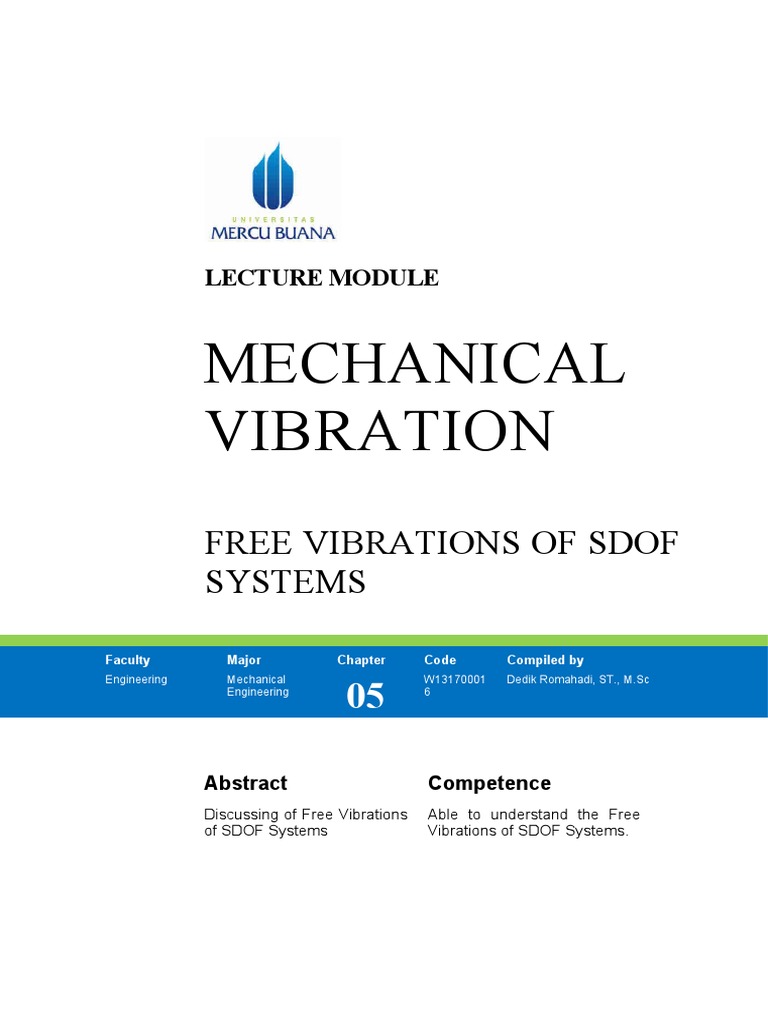 05 Free Vibrations of SDOF Systems | PDF | Oscillation | Equations