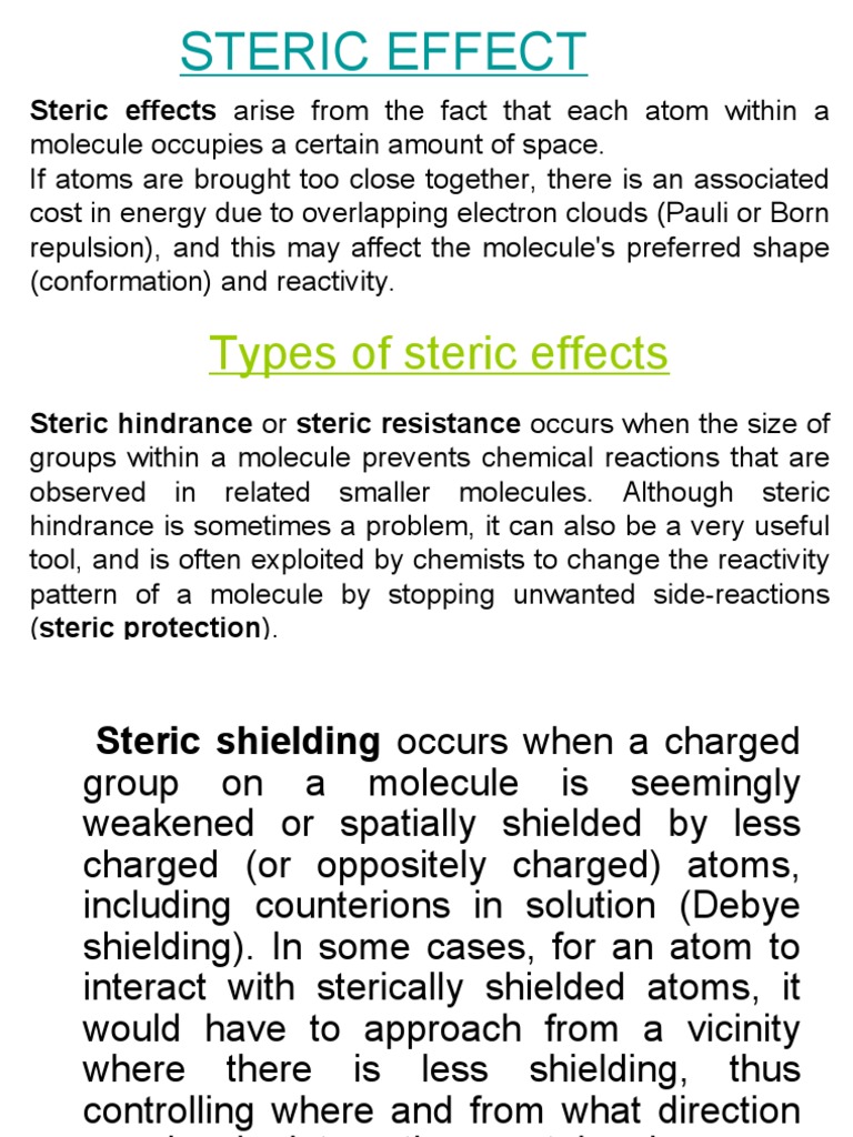 Steric Effect: Types of Steric Effects | PDF | Molecules | Chemical Bond