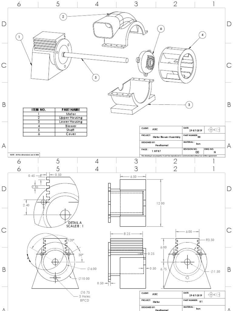 Motor Blower Assembly Drawing | PDF