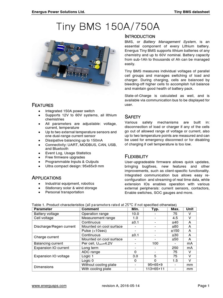 Compact and Flexible Battery Management System Datasheet: Introduction ...