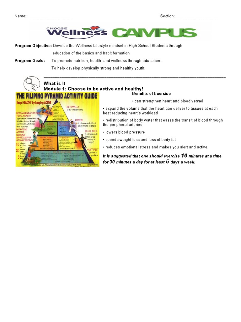 What Is It Module 1: Choose To Be Active and Healthy! | PDF | Foods ...