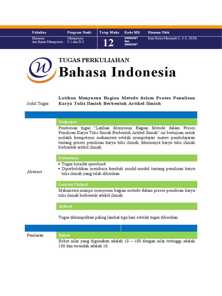 Tugas Pertemuan Ke-12 (Latihan Menyusun Bagian Metode Dalam Proses ...