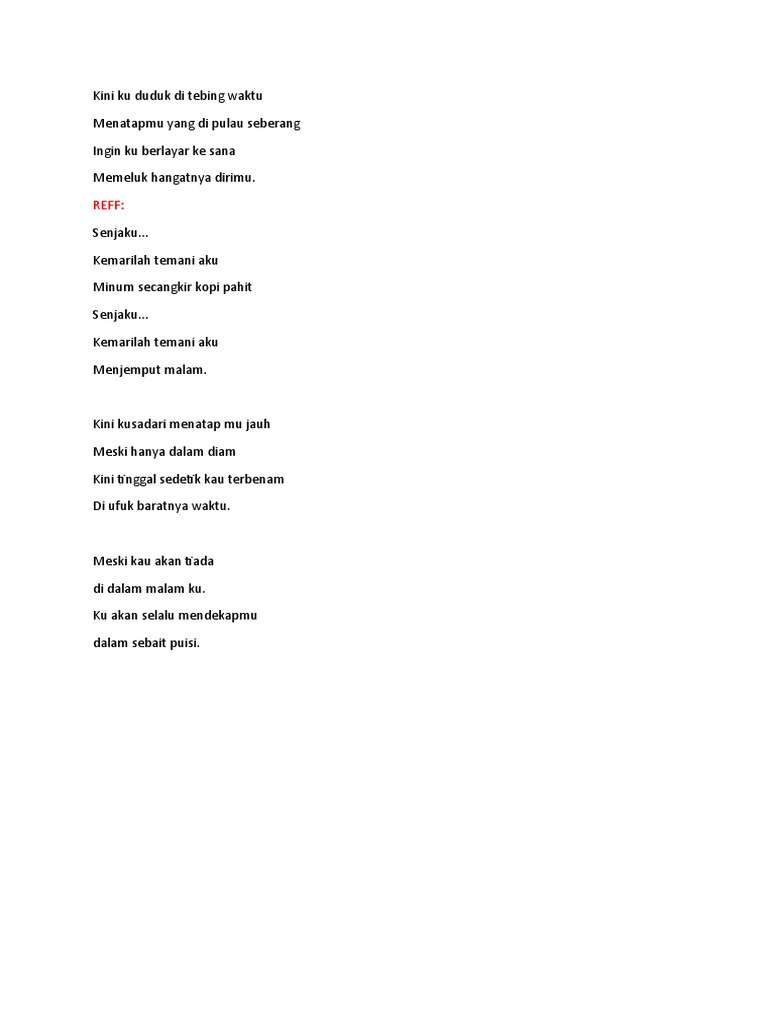 Lirik Lagu Senja | PDF