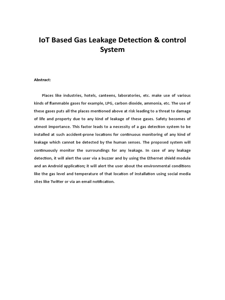IoT Based Gas Leakage Detection | PDF | Arduino | Relay