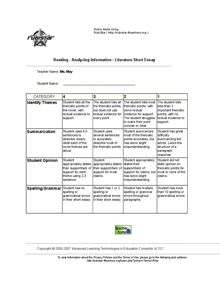 Essay Rubric | PDF | Human Communication | Cognition