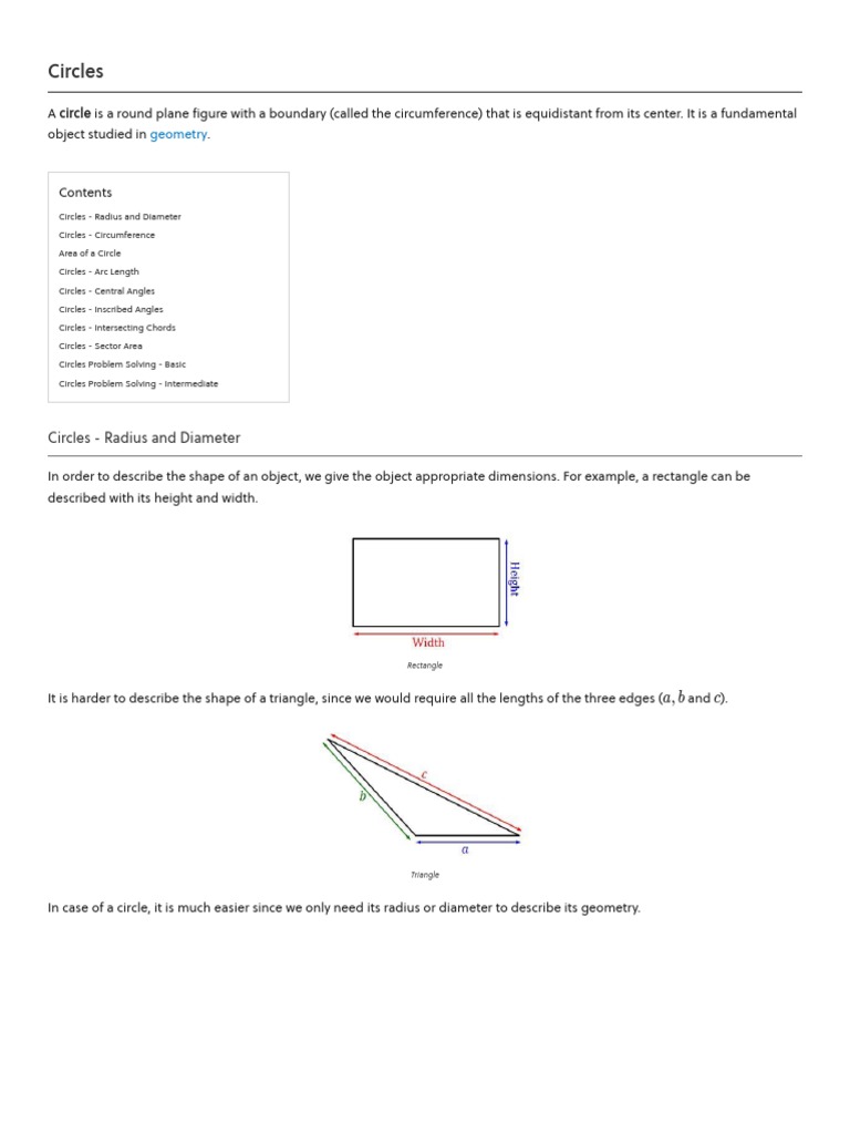 Circles Rules - SAT | PDF | Circle | Area