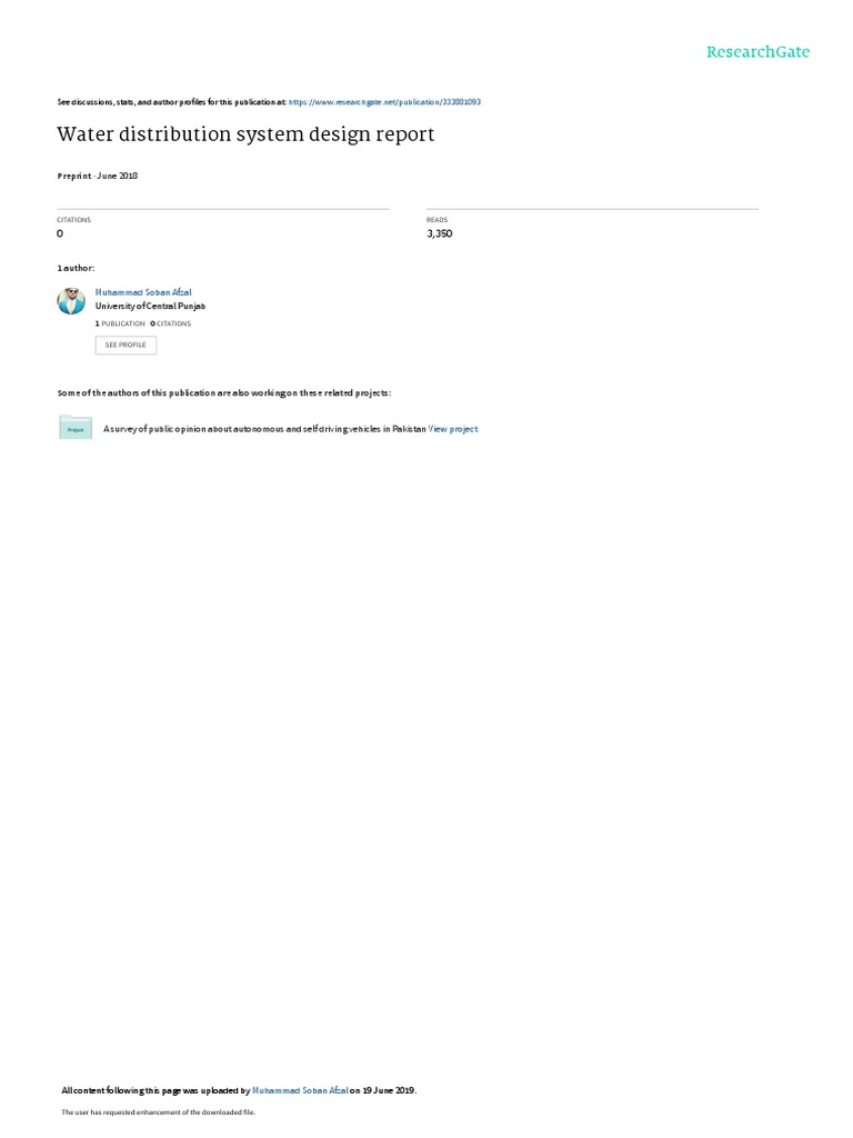 Water Distribution System Design | PDF | Hydraulic Engineering | Water