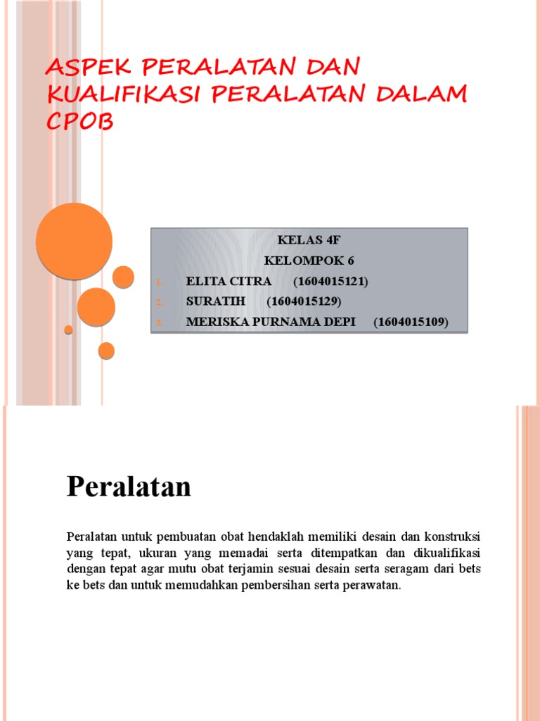 Aspek Peralatan Dan Kualifikasi Peralatan Dalam Cpob Pdf