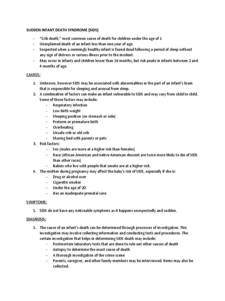 Sudden Infant Death Syndrome | PDF | Infant Mortality | Human Diseases ...