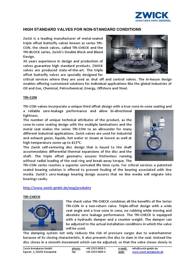 Zwick Armaturen GMBH - Company Profile | PDF | Valve | Throttle