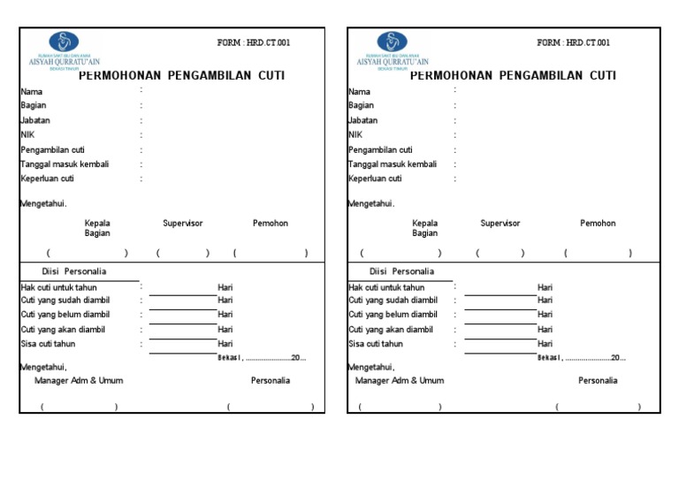 Form Cuti Karyawan | PDF