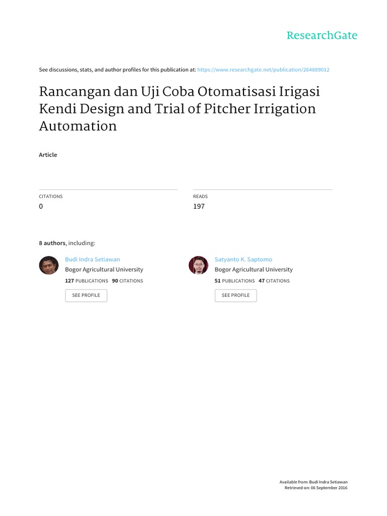 Automated Pitcher Irrigation System Using Microcontroller | PDF ...