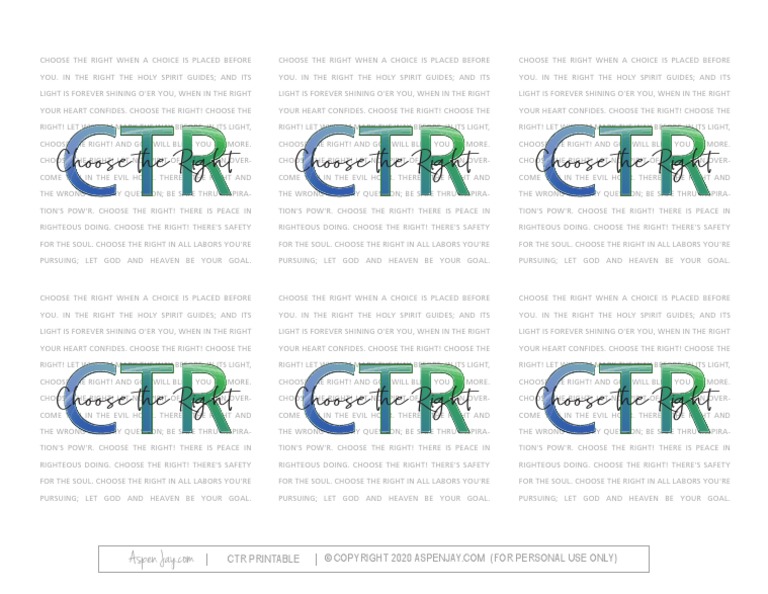 Choose The Right Choose The Right Choose The Right: CTR Printable | PDF ...