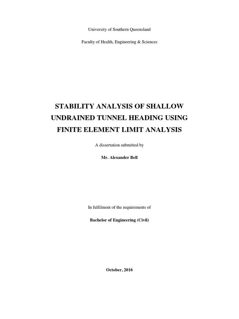 Stability Analysis of Shallow Undrained Tunnel Heading Using Finite Element Limit Analysis | PDF ...