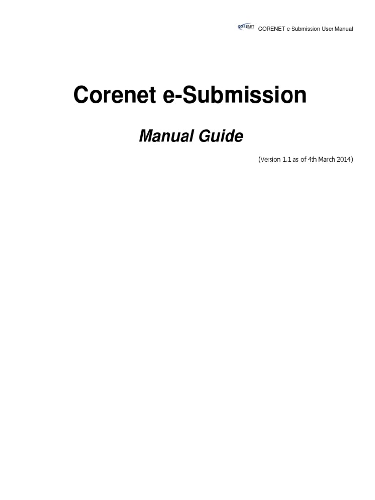 Corenet E-Submission: Manual Guide | PDF | Online And Offline ...