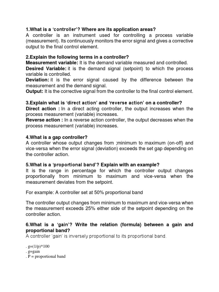 PID Short Questions | PDF | Control Theory | Computer Engineering
