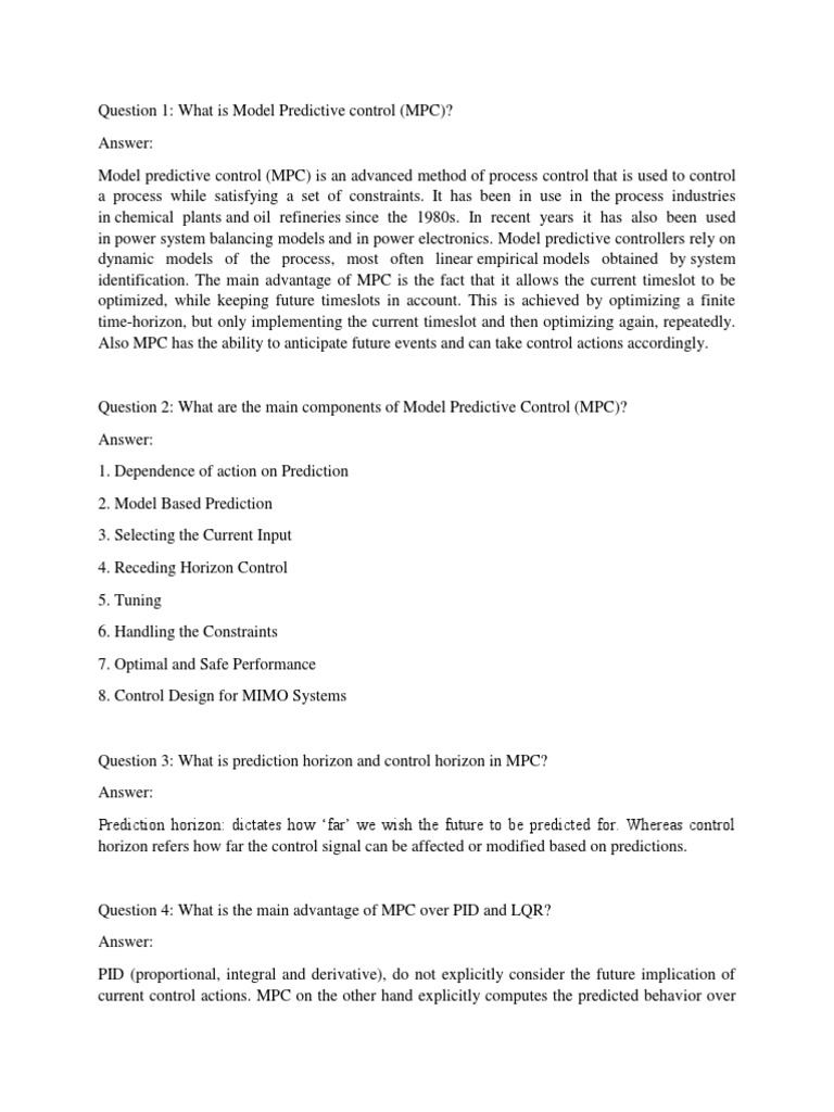 MPC Questions | PDF | Computer Engineering | Applied Mathematics