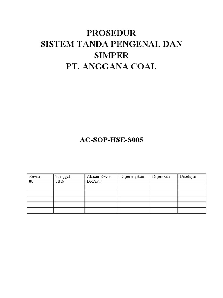 AC-SOP-HSE-S005 - Sistem Tanda Pengenal Dan SIMPER | PDF