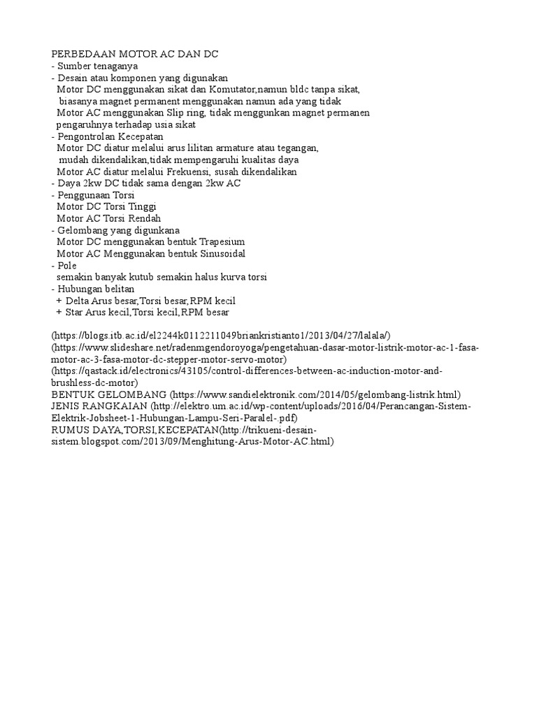 Perbedaan Motor Ac Dan Motor DC | PDF | Teknologi & Rekayasa