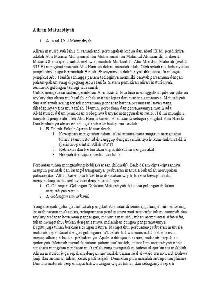 Aliran Maturidiyah Hikmah | PDF