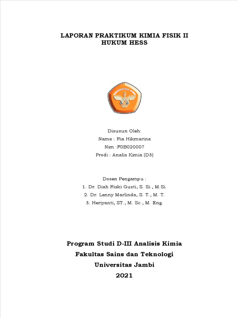 LAPORAN PRAKTIKUM KIMIA FISIK II Ria Hikmarina-Dikonversi | PDF