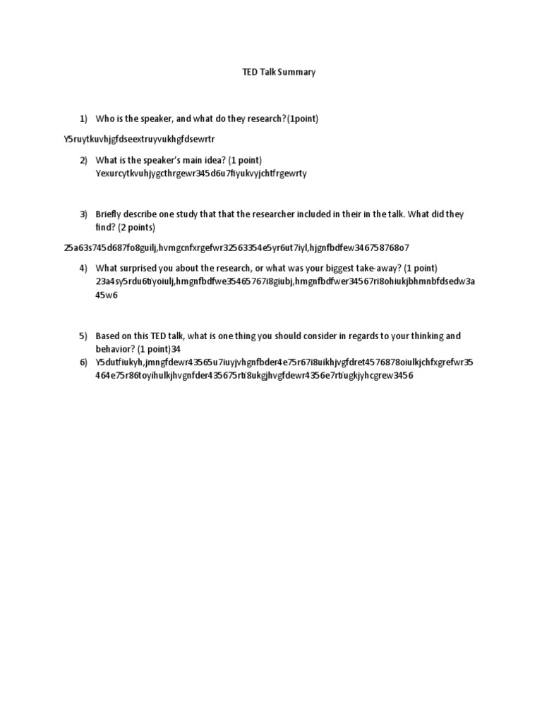 TED Talk Summary | PDF