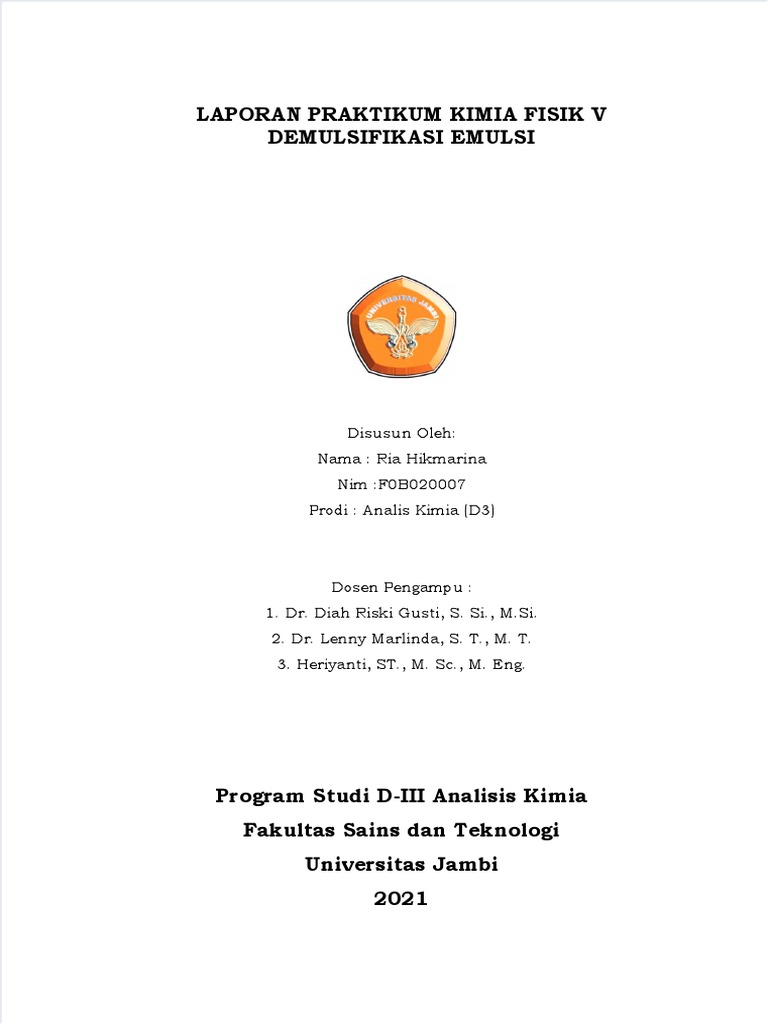 LAPORAN PRAKTIKUM KIMIA FISIK V Ria Hikmarina-Dikonversi | PDF