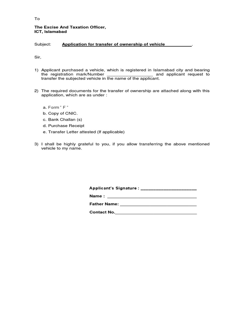 Transfer of Ownership Form | PDF | Vehicles | Truck