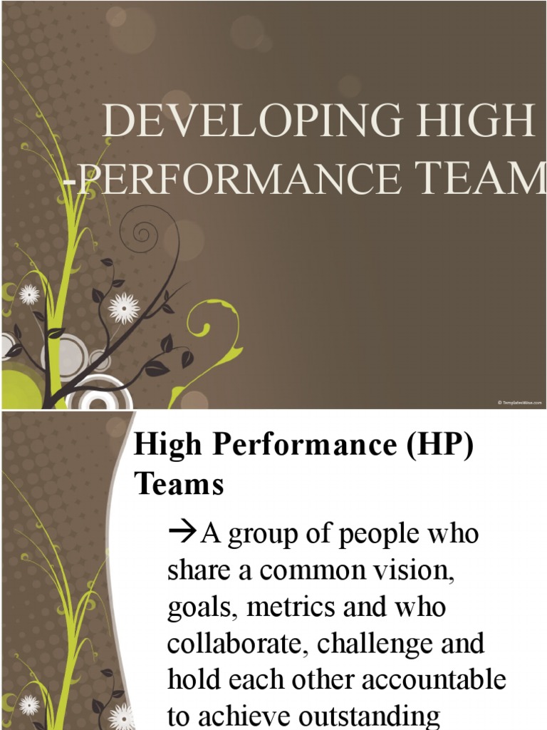 Developing High - Performance Teams | PDF | Brainstorming | Leadership