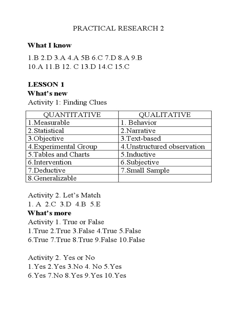 PRACTICAL RESEARCH 2 New | PDF | Quantitative Research | Statistics