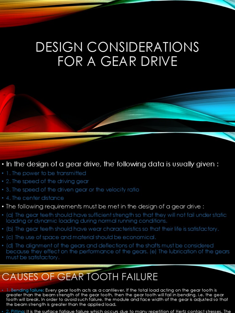 Design Considerations For A Gear Drive | PDF | Gear | Bending