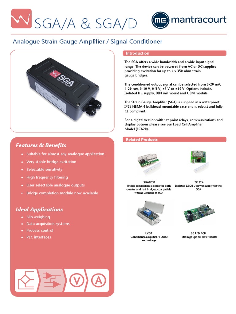 Sga/A & Sga/D: Analogue Strain Gauge Amplifier / Signal Conditioner ...