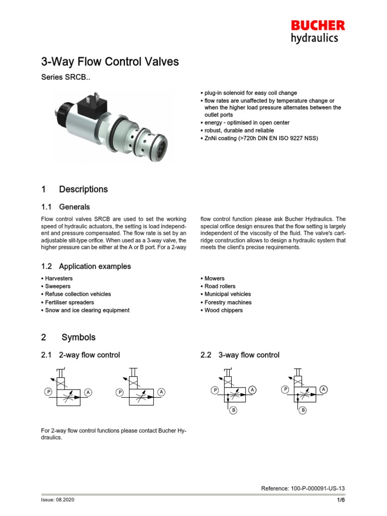 3-Way Flow Control Valves: 1 Descriptions | PDF | Valve | Fluid Dynamics