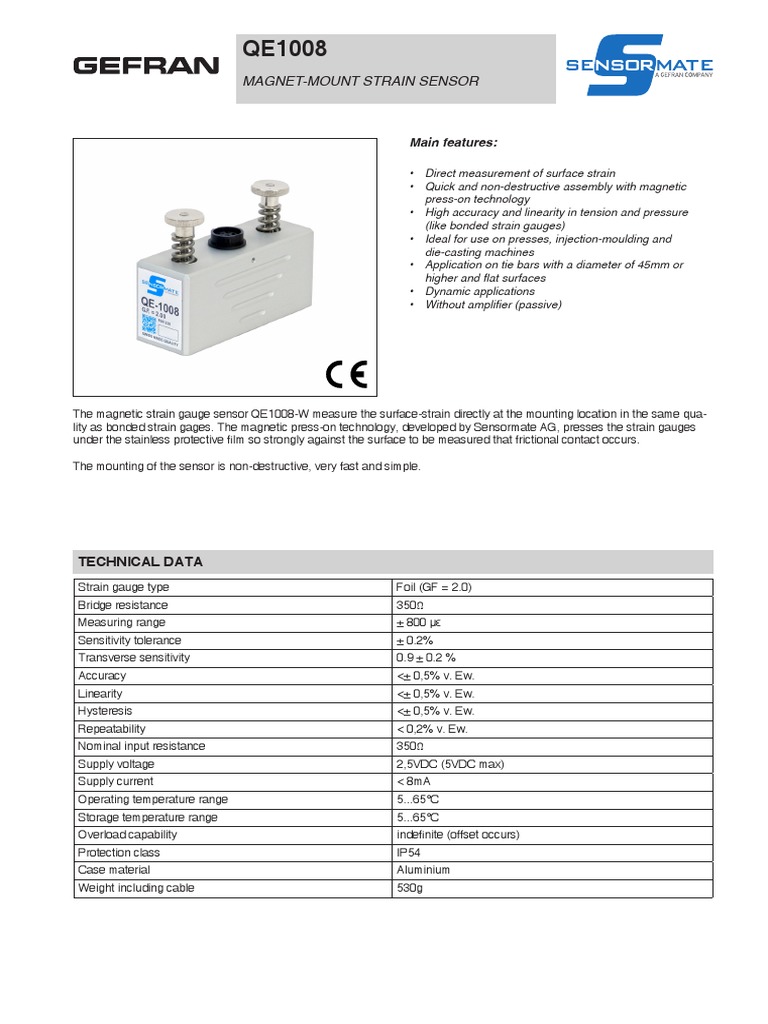 Magnetic Strain Sensor QE1008 Overview | PDF | Electrical Connector ...