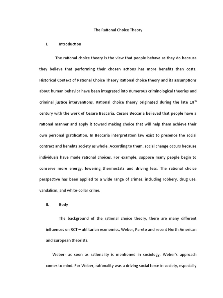 The Rational Choice Theory | PDF | Rationality | Sociology