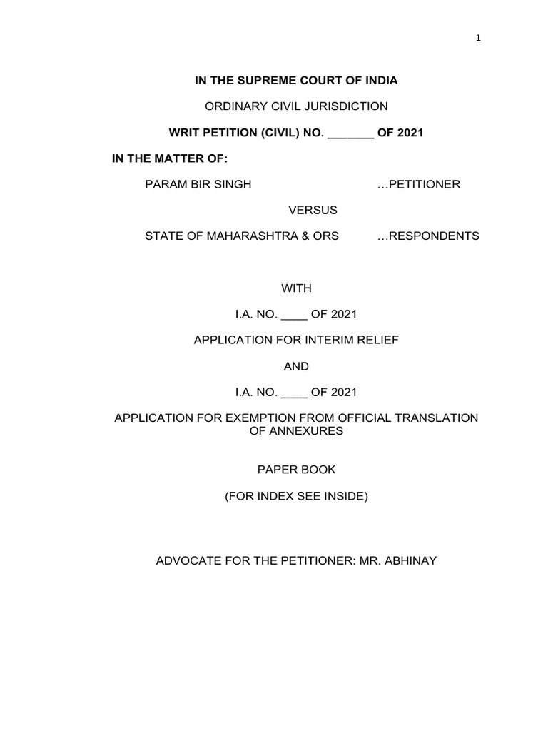 Final - Writ - Petition - For - Filing-PB Singh vs. State of ...